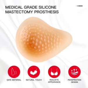 Polreta One Piece Silicone Breast Forms Mastectomy Prosthesis Bra Enhancer Inserts Concave Bra Pads