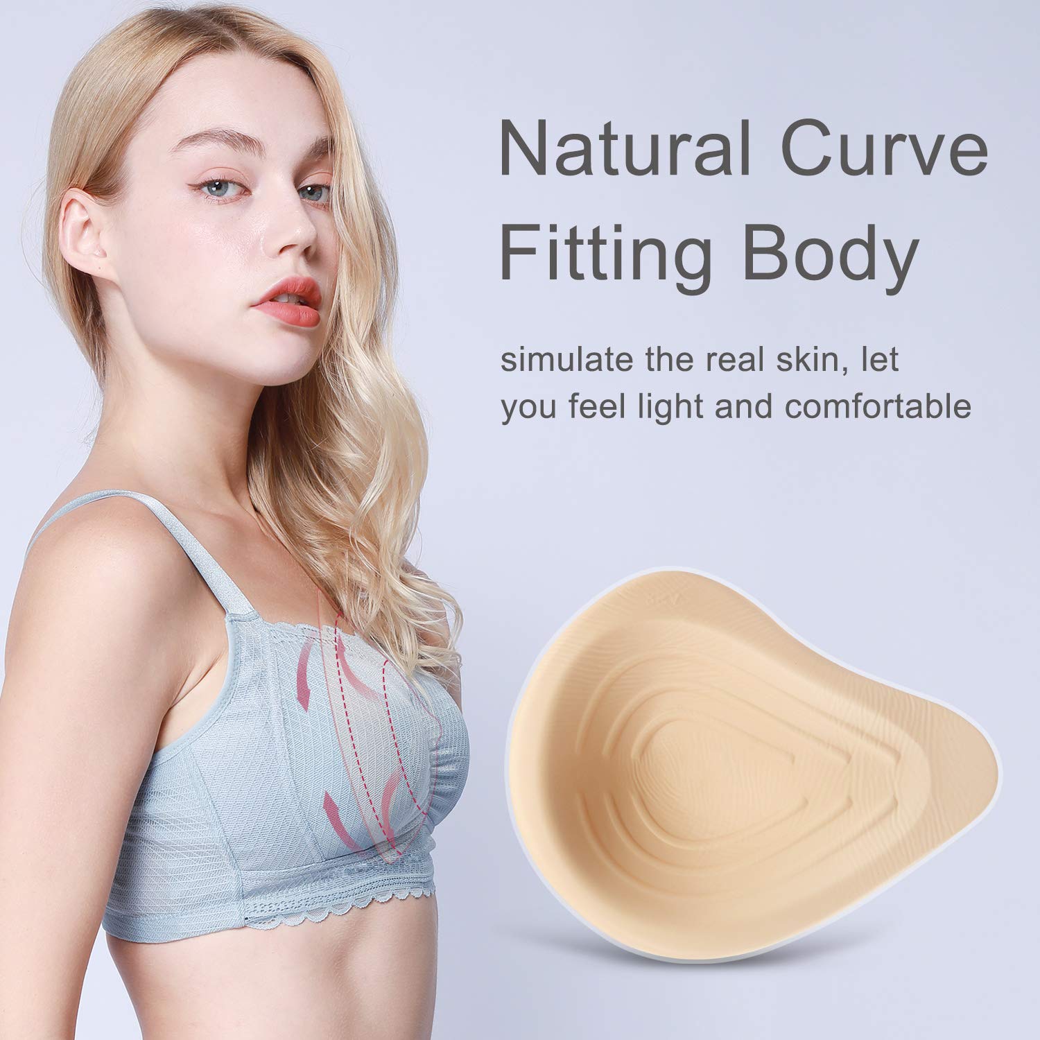 Polreta Lightweight Silicone Breast forms Silicone Breast Prosthesis for Mastectomy Right Spiral Shape Breast Only One Piece