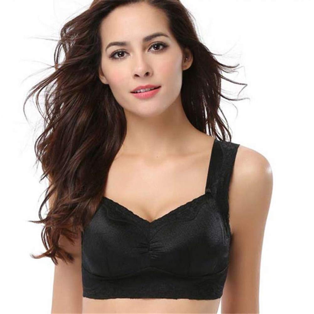 KAHIOE Pocket Bra with Lighe Silicone Breast Fake Froms Mastectomy Bra Cancer Fill Artificial Boobs Black