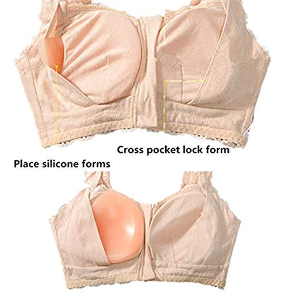 KAHIOE Pocket Bra with Lighe Silicone Breast Fake Froms Mastectomy Bra Cancer Fill Artificial Boobs Black