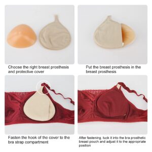 1pc Silicone Breast Forms Protective Cover, Hook Silicone Breast Protective Pockets Mastectomy Prosthesis Cover Bag - Cotton (Left)