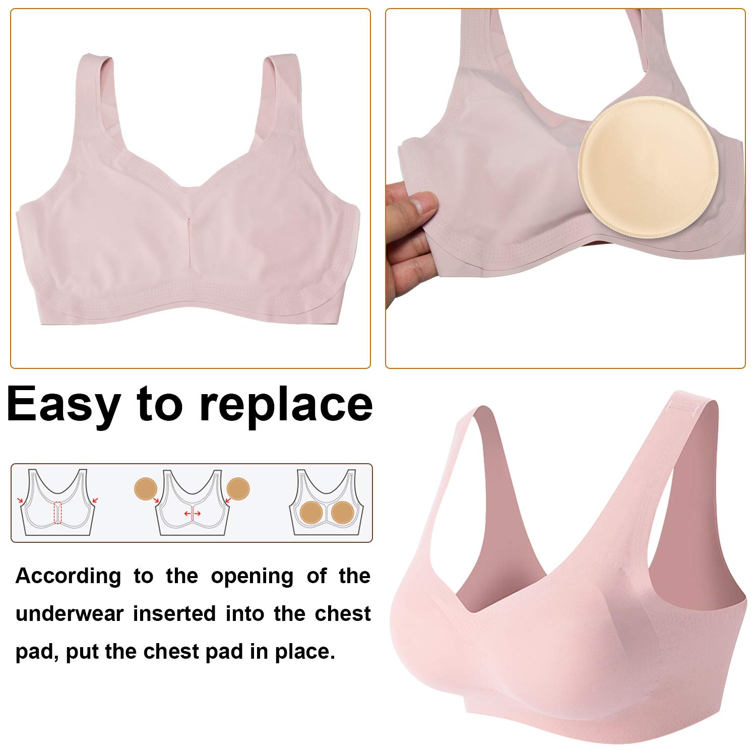 TopBine 3 pairs Round Soft Bra Inserts Pads Removable Sport Bra Cups inserts Mastectomy Bra Inserts For Bikini Top Swimsuit