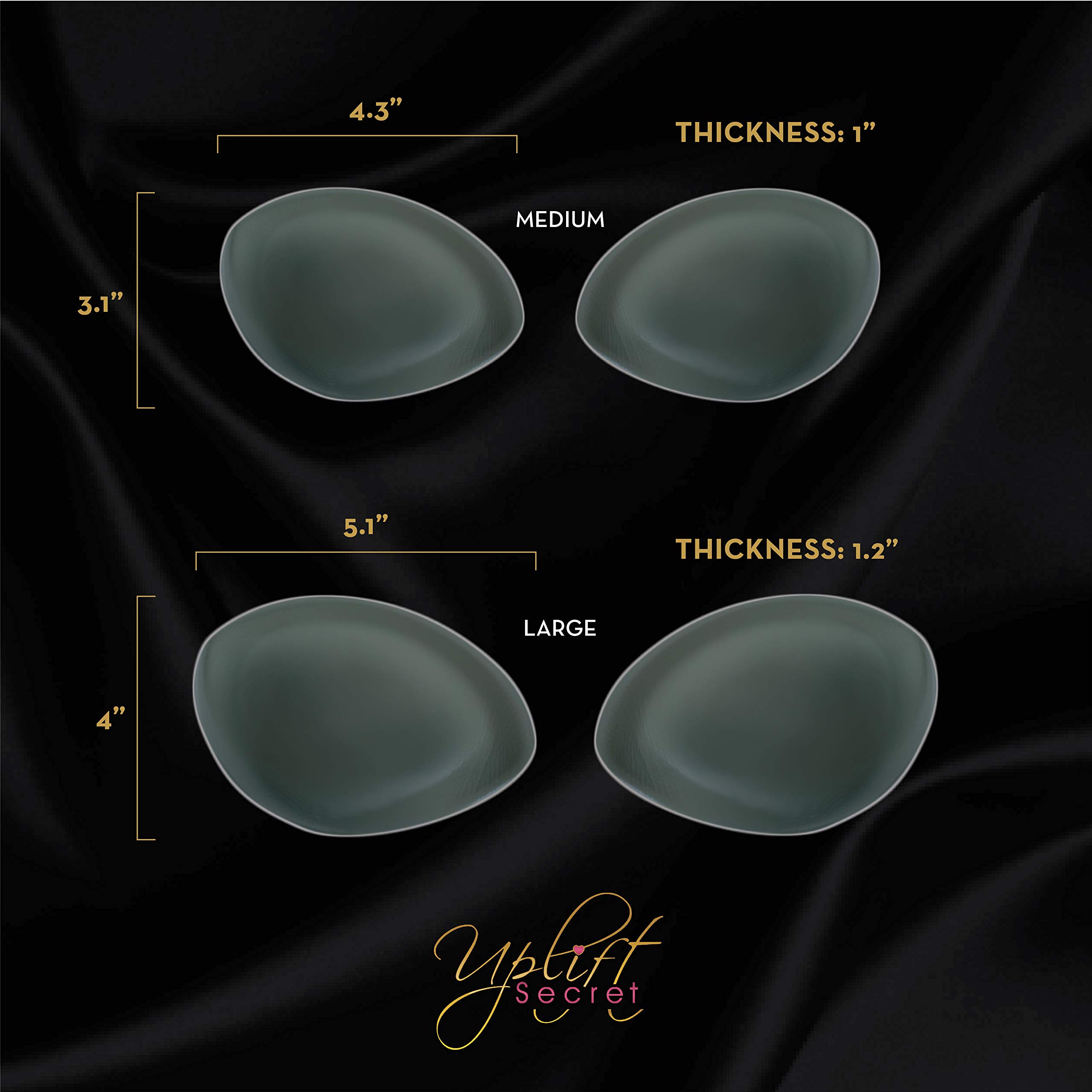 Uplift Secret Silicone Bra Inserts - Clear Gel Push Up Breast Pads - Bra Padding Bust Enhancer