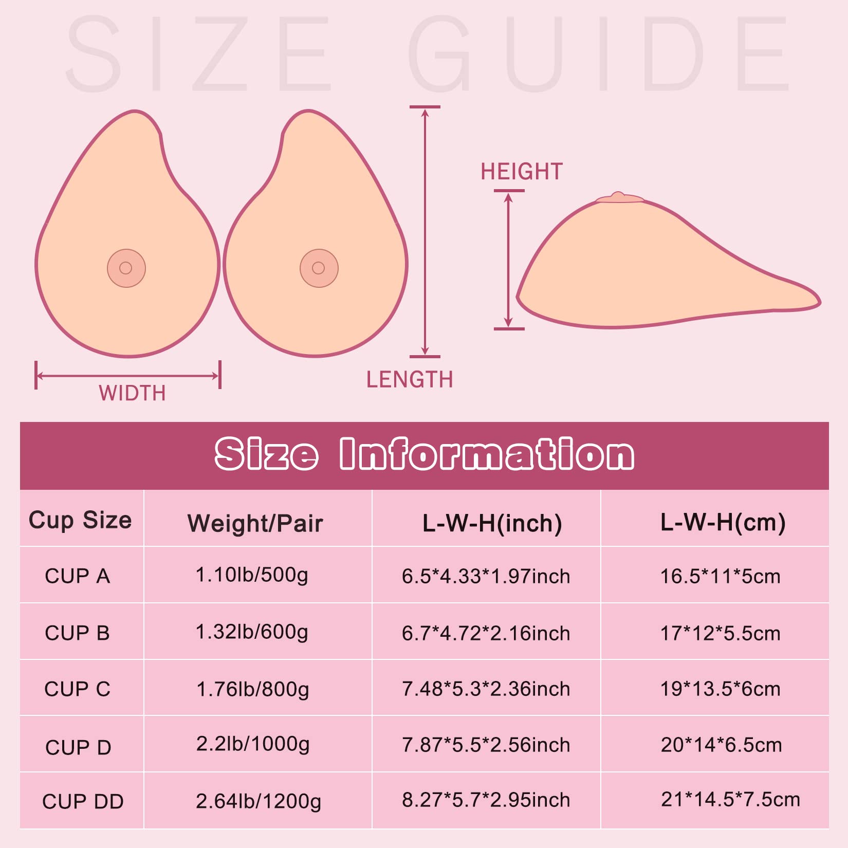 IVITA One Pair C Cup irregular Side Silicone Breast Forms Fake Boobs Mastectomy Prosthesis Crossdresser Transgender Cosplay Bra Enhancer inserts Pads