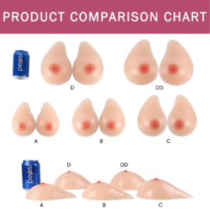 IVITA One Pair C Cup irregular Side Silicone Breast Forms Fake Boobs Mastectomy Prosthesis Crossdresser Transgender Cosplay Bra Enhancer inserts Pads