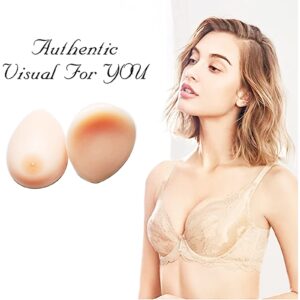 Mastectomy Prosthesis Silicone Breast Forms Self Adhesive False Boobs Women Concave Bra Enhancer Inserts for Crossdresser Transgender Cosplay,Nude,B Cup (600g/pair)