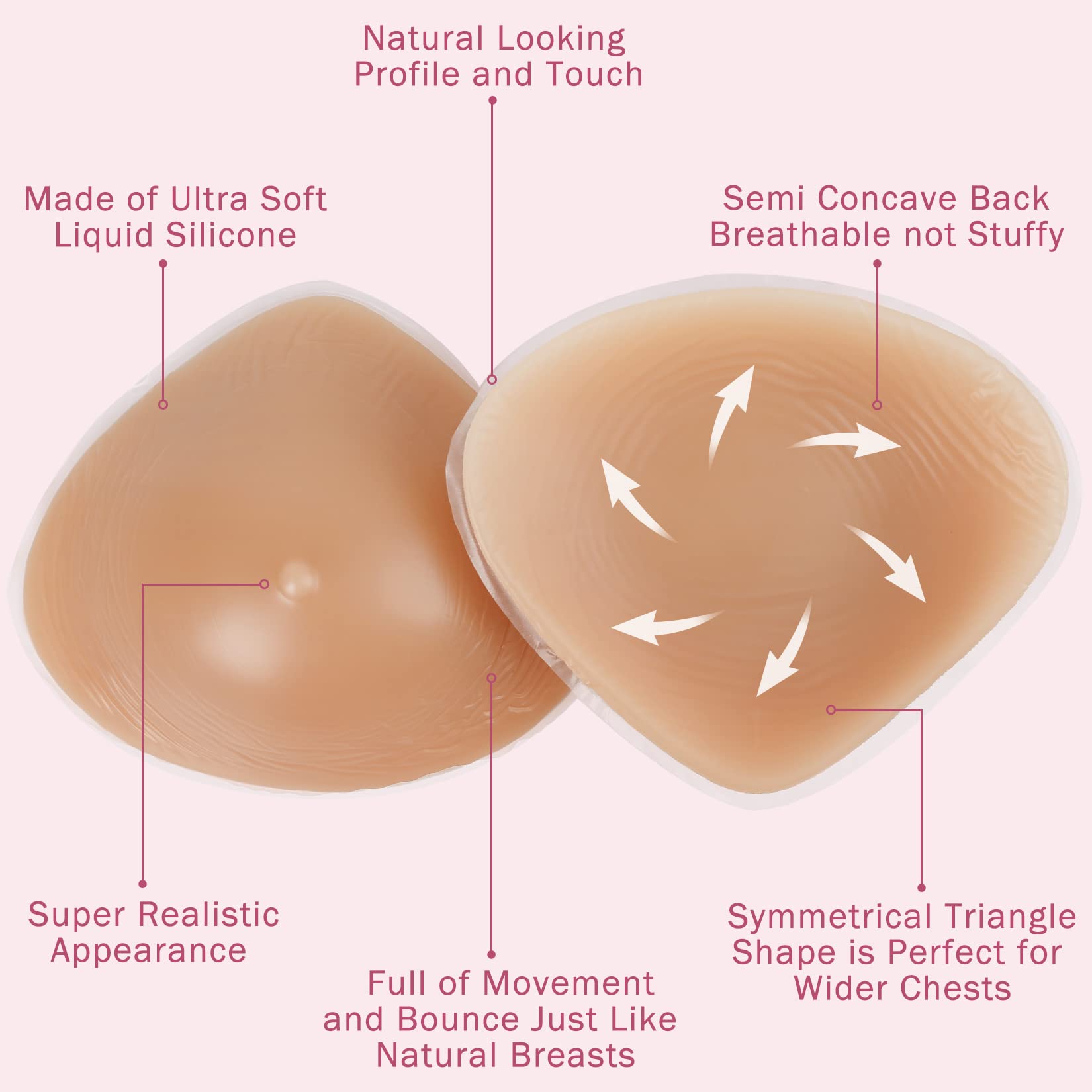 IVITA One Pair D Cup Triangle Shape Silicone Breast Forms Fake Boobs for Mastectomy Prosthesis Crossdresser Transgender Cosplay Bra Enhancer inserts Pads