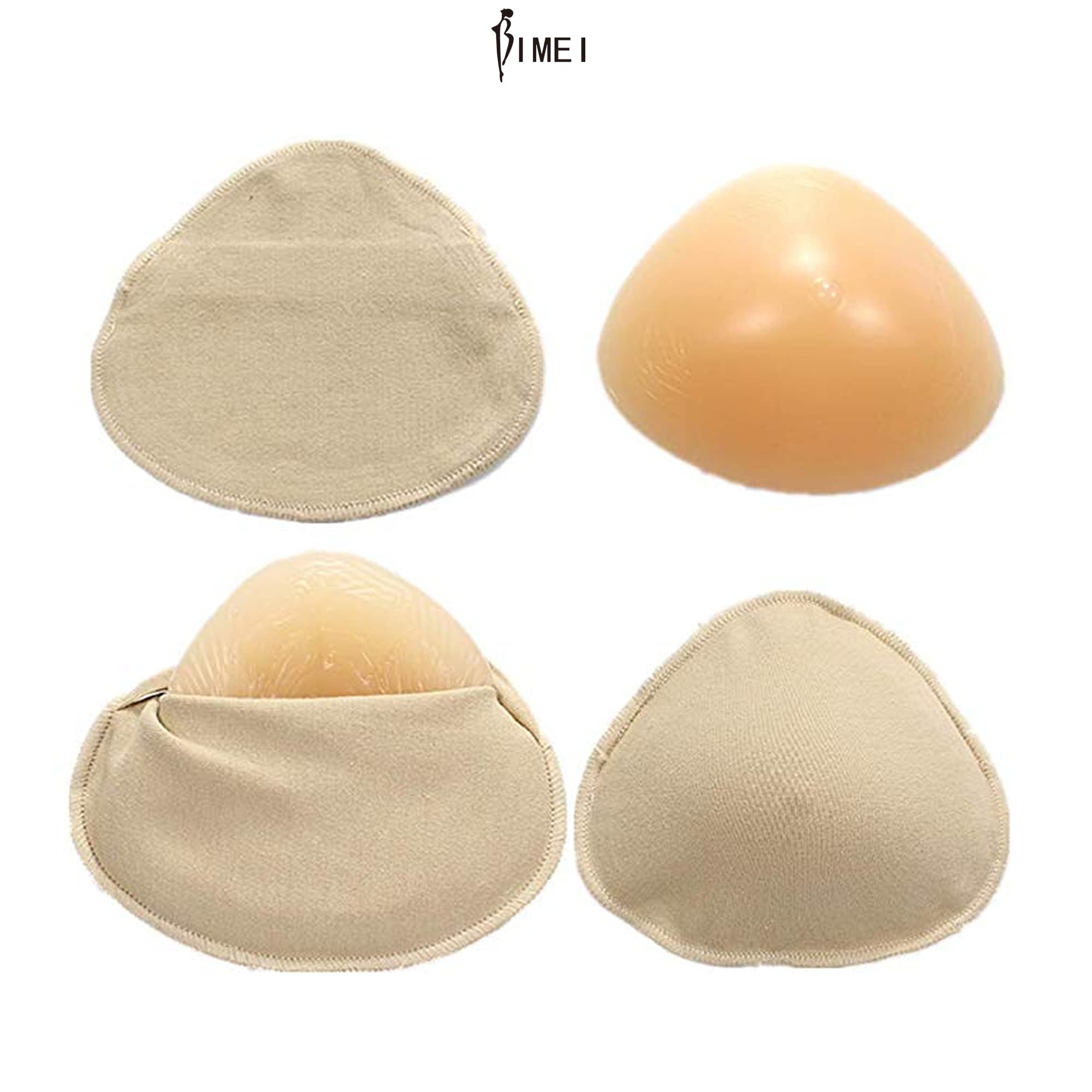 BIMEI 2 Pairs Cotton Protect Pocket For Mastectomy Silicone Breast Forms Cover Bags for Silicone Breast Forms (M, Begie 2 Pairs Triangular)