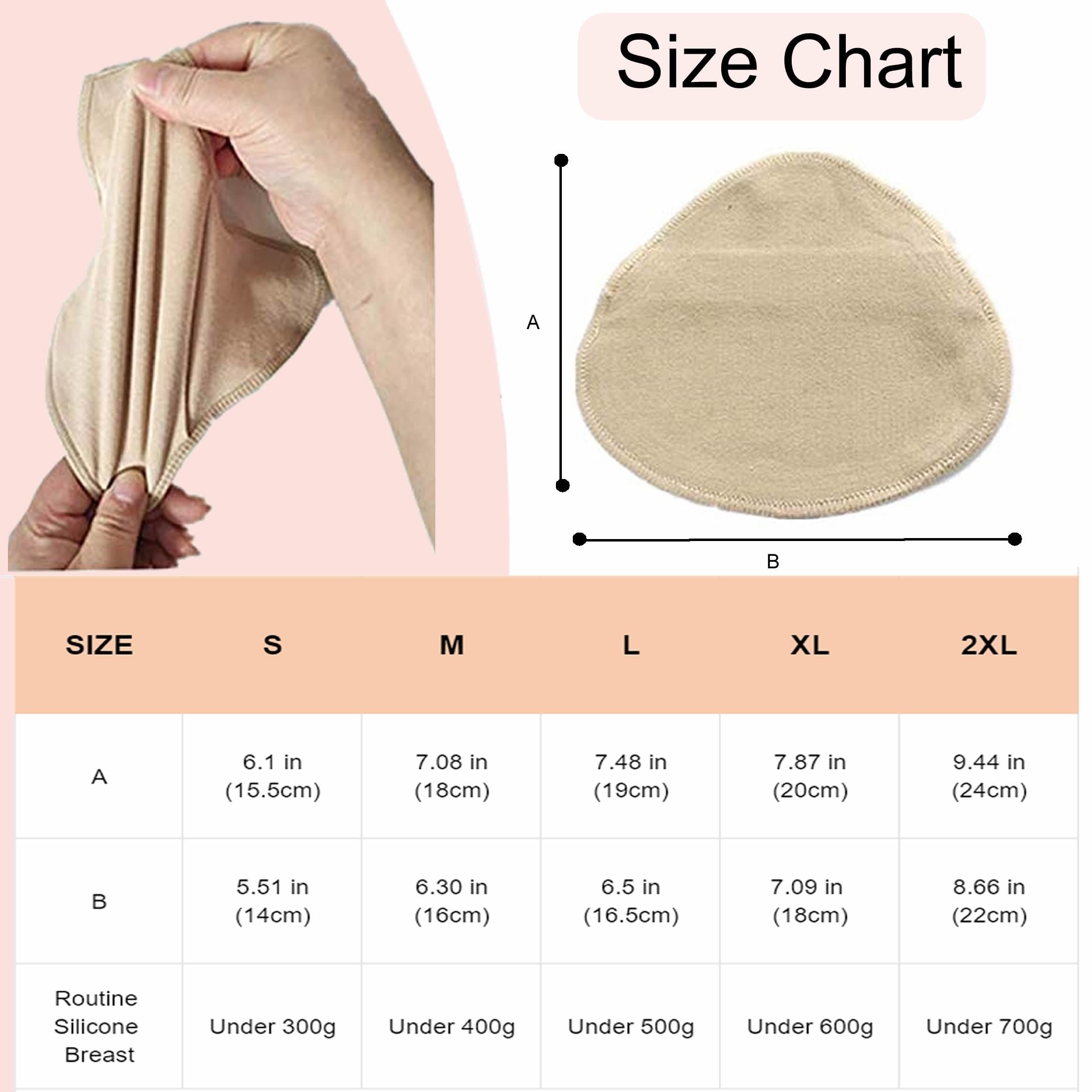 BIMEI 2 Pairs Cotton Protect Pocket For Mastectomy Silicone Breast Forms Cover Bags for Silicone Breast Forms (M, Begie 2 Pairs Triangular)