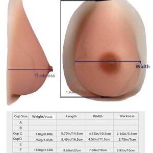 Real Skin natural BreastSilicone Breast Forms for Mastectomy Prosthesis Crossdresser Transgender (Nude, B Cup 840g)