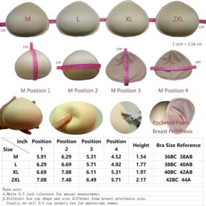 Lightweight Foam Mastectomy Breast Form for Pockets Bra Featherweight Women Triangle Breast Prosthesis (XL*1pc, Skin)