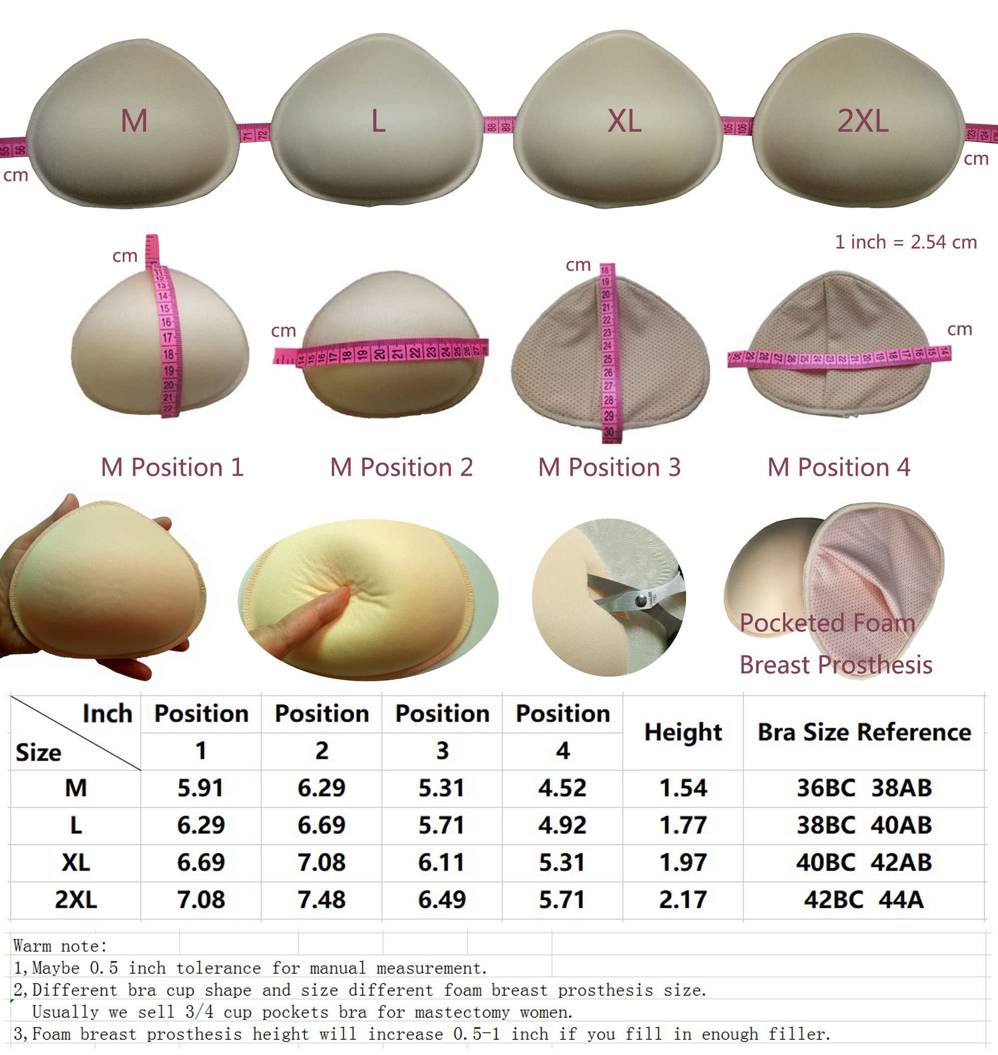 Lightweight Foam Mastectomy Breast Form for Pockets Bra Featherweight Women Triangle Breast Prosthesis (XL*1pc, Skin)