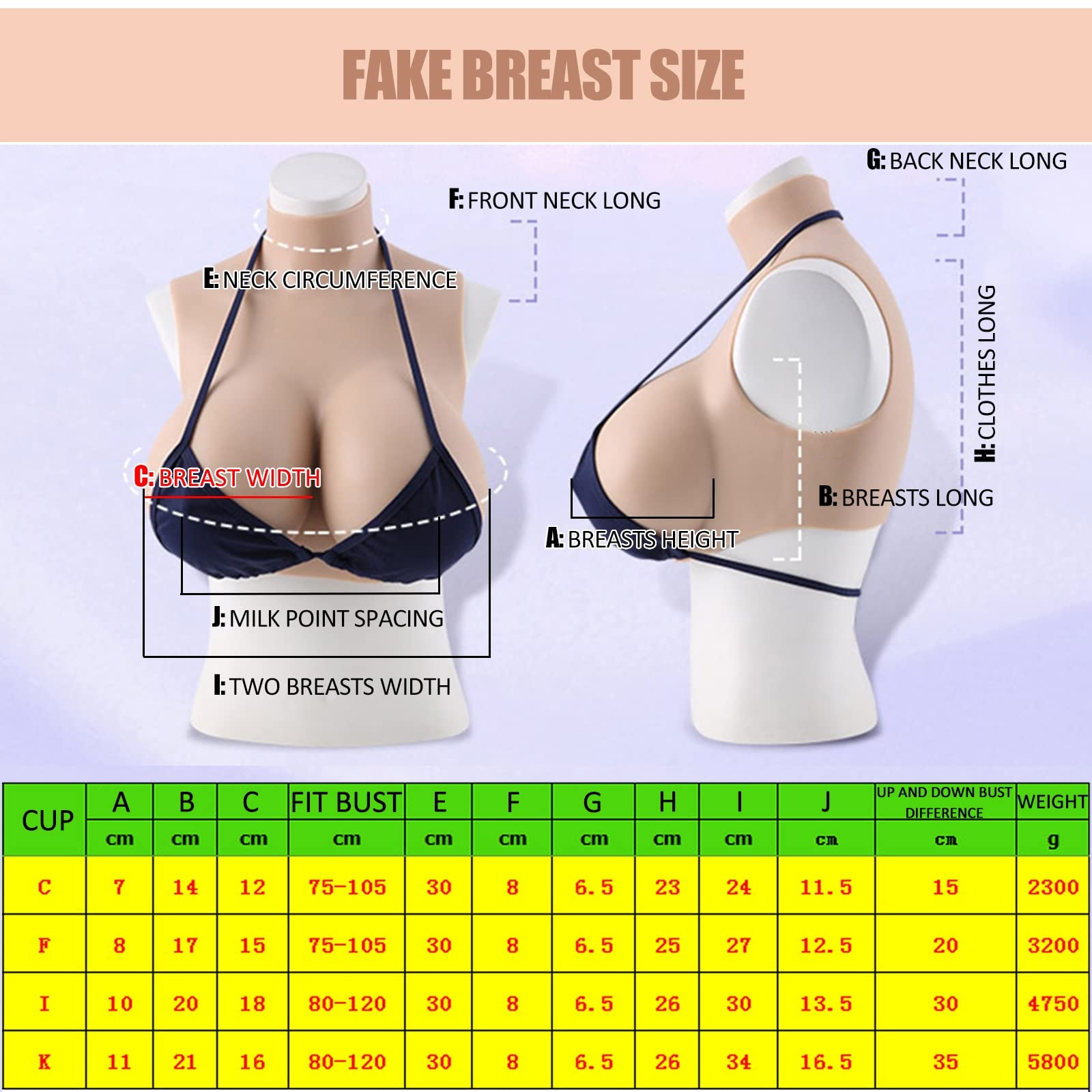 Noblelady Realistic Silicone Breast Form Silicone Filled Breastplat Huge Fake Boobs for Crossdresser Transgender Cosplay,#3,K Cup