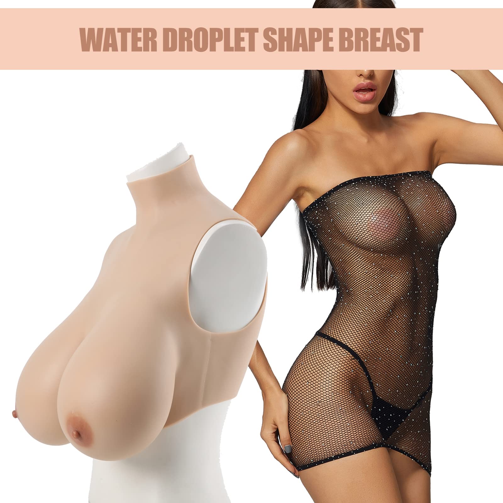 Noblelady Realistic Silicone Breast Form Silicone Filled Breastplat Huge Fake Boobs for Crossdresser Transgender Cosplay,#3,K Cup