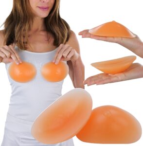 tobeinstyle women's silicone filled pads - round breast enhancer inserts w/nude nipples - x-large