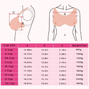 Vollence Durable DD Cup Strap on Silicone Breast Form with Shoulder Strap Fake Boobs False Breast for Mastectomy Prosthesis Crossdresser Transgender Cosplay