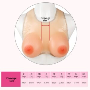 Vollence Durable DD Cup Strap on Silicone Breast Form with Shoulder Strap Fake Boobs False Breast for Mastectomy Prosthesis Crossdresser Transgender Cosplay