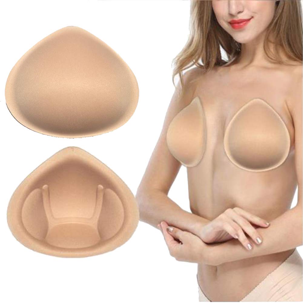 KAHIOE 1 Pair Inserts Push Up Bra Pads Enhancer Cotton Breast Forms Mastectomy Prosthesis Bra Fake Boobs