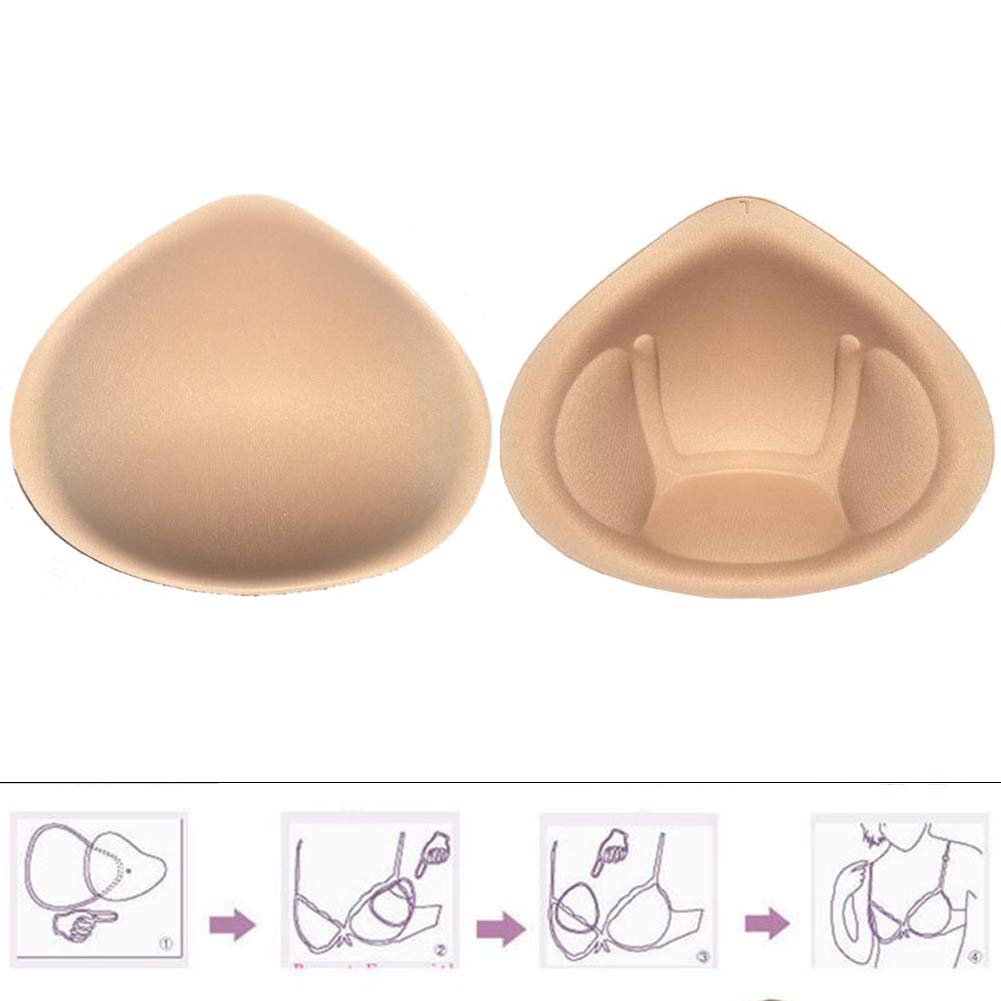 KAHIOE 1 Pair Inserts Push Up Bra Pads Enhancer Cotton Breast Forms Mastectomy Prosthesis Bra Fake Boobs