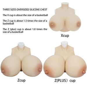 GUIENRLEA Plus size large silicone fake chest breast plates/Silicone Breasts/fake breast/fake boobs（Zplus cup/Yellow/Cotton Filler）