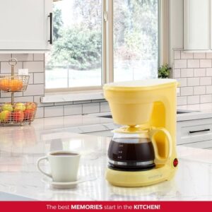 Holstein Housewares - 5 Cup Drip Coffee Maker - Convenient and User Friendly with Permanent Filter, Borosilicate Glass Carafe, Water Level Indicator, Auto Pause/Serve and Keep Warm Functions,Yellow