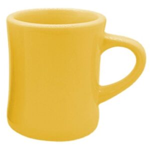 funny guy mugs classic retro diner coffee mug - heavy duty 10 oz stoneware cup with easy grip handle - ideal for hot and cold beverages (yellow, 10 ounce)