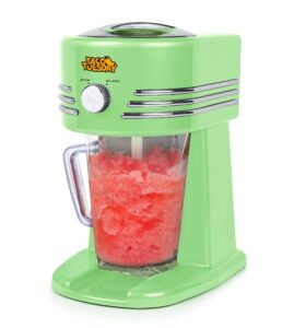 nostalgia taco tuesday frozen drink maker and margarita machine for home - 40-ounce slushy maker with stainless steel flow spout - easy to clean and double insulated - lime green