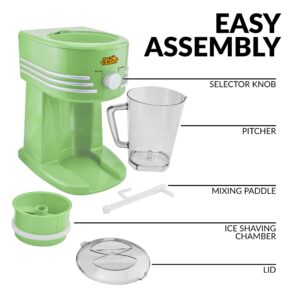 Nostalgia Taco Tuesday Frozen Drink Maker and Margarita Machine for Home - 40-Ounce Slushy Maker with Stainless Steel Flow Spout - Easy to Clean and Double Insulated - Lime Green