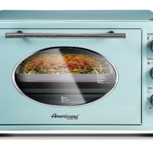 Elite Gourmet Americana by Elite ETO3300M Vintage 50’s Diner Retro Countertop Toaster oven, Bake, Broil, Toast, Fits 12” Pizza, Temperature Control & Adjustable 60-Minute Timer 1500W, 8-slice, Mint