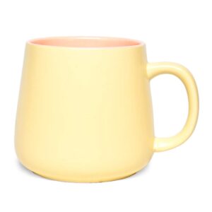 bosmarlin matte ceramic coffee cute mug, tea cup for office and home, 15 oz, dishwasher and microwave safe, 1 pack (yellow)