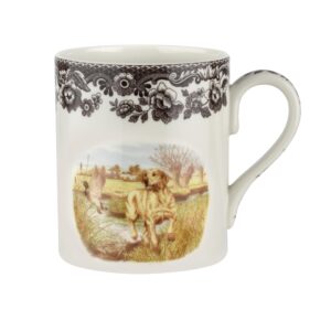 spode woodland mug, yellow labrador retriever, 16 oz | coffee mug with handle for hot beverages | ideal for tea, hot chocolate, and other hot drinks | made from fine porcelain