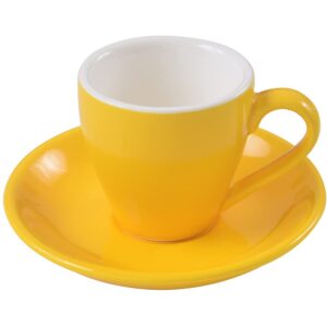 ionegg porcelain espresso cup with saucer, espresso shot cup, 80ml/2.7oz, yellow