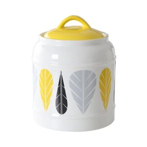 lldayu - airtight kitchen canister decorations with lids, the simple and fresh design ceramic food storage container canister - yellow leaves (750 ml/32 oz)