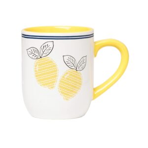 c&f home lemon stripe 16 oz ceramic mug yellow