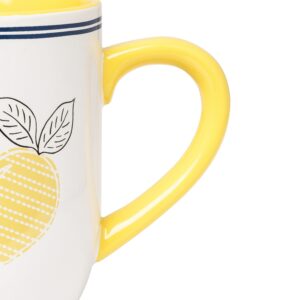 C&F Home Lemon Stripe 16 Oz Ceramic Mug yellow