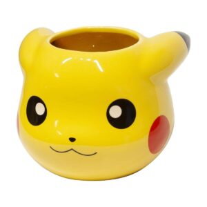 16 oz pokemon official pikachu face molded yellow ceramic coffee mug, novelty gift for pokemon fans