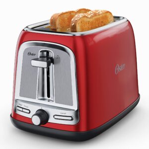 oster 2-slice toaster with advanced toast technology, candy apple red