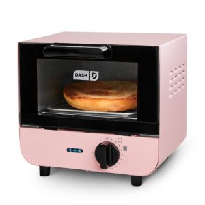 dash mini toaster oven cooker for bread, bagels, cookies, pizza, paninis & more with baking tray, rack, auto shut off feature - pink