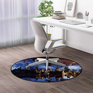 blue navy brownround rug contemporary modern formations lighted up guilin china anti-slip office chair mat for carpet desk chair mat for office gaming room home decor diameter 39.3 in