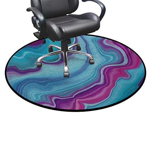 Aqua Pink Multi-Purpose Anti Slip Wear-Resistant Mat for Tile Floor Rolling Chair Abstract Color Formation Wavy Aqua Pink Lines Office Chair Mat Round Carpet Rug Marble Diameter 48 in