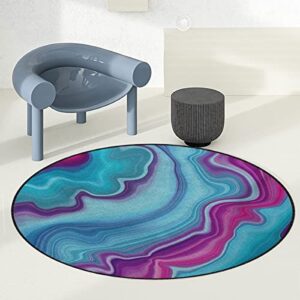 Aqua Pink Multi-Purpose Anti Slip Wear-Resistant Mat for Tile Floor Rolling Chair Abstract Color Formation Wavy Aqua Pink Lines Office Chair Mat Round Carpet Rug Marble Diameter 48 in