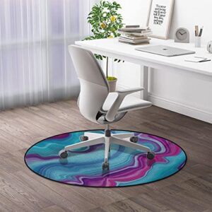 Aqua Pink Multi-Purpose Anti Slip Wear-Resistant Mat for Tile Floor Rolling Chair Abstract Color Formation Wavy Aqua Pink Lines Office Chair Mat Round Carpet Rug Marble Diameter 48 in