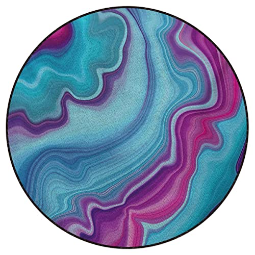 Aqua Pink Multi-Purpose Anti Slip Wear-Resistant Mat for Tile Floor Rolling Chair Abstract Color Formation Wavy Aqua Pink Lines Office Chair Mat Round Carpet Rug Marble Diameter 48 in