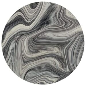 White Grey PU Leather Office Chair Mat for Hardwood Floors Desk Carpet Marble Color Formation Wavy Anti-Slip Multi-Purpose Low Pile Computer Chair Mat Abstract Diameter 55 in