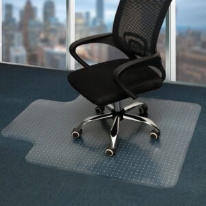 office chair mat for carpet, pvc transparent thick protector with studs for low pile carpeted floor, mat for desk home and flat without curling