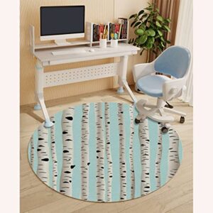 green grey pu leather round mat office chair mat dense tree formation white fall birch trees hardwood floor mat chair mat round chair cushion for desk chair office chaircushion forest diameter 55 in