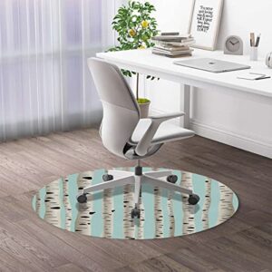 Green Grey PU Leather Round mat Office Chair Mat Dense Tree Formation White Fall Birch Trees Hardwood Floor mat Chair mat Round Chair Cushion for Desk Chair Office ChairCushion Forest Diameter 55 in