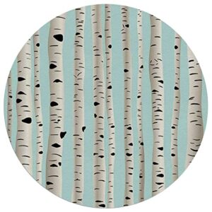 Green Grey PU Leather Round mat Office Chair Mat Dense Tree Formation White Fall Birch Trees Hardwood Floor mat Chair mat Round Chair Cushion for Desk Chair Office ChairCushion Forest Diameter 55 in