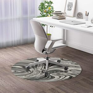 white grey pu leather round desk chair mat marble color formation wavy under the desk mat best for rolling chair and computer desk, ​protector, not for carpet abstract diameter 59 in