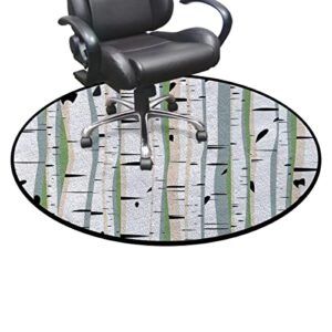 Round mat Office Chair Mat Hardwood Floor mat Round Chair Cushion for Office and Home Decoration Chair Cushion Forest Dense Tree Formation Green Grey,Diameter 60 in